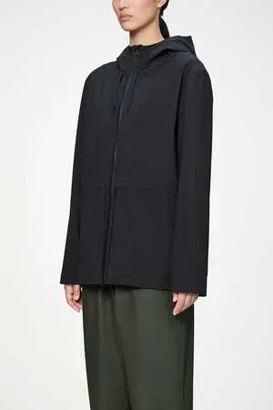 Rains Suva Hardshell String W Jacket Waterproof Hooded Rainwear - Black