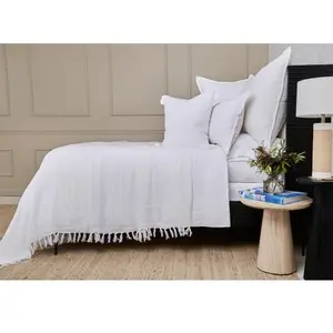 POM POM AT HOME Montauk Linen Bed Blanket, King - White