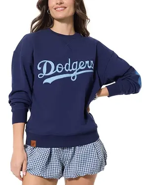 Terez Denim Patch Crewneck Sweatshirt - Los Angeles Dodgers Navy