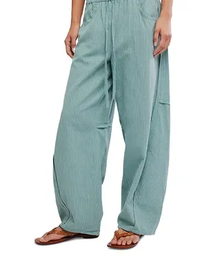 Free People Striped Wide-leg Trousers - Blue Trell