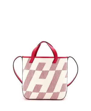 Hermès 27 Cabas H En Biais Tote Canvas With Leather - Pink