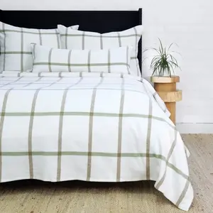 POM POM AT HOME Copenhagen Plaid Bed Blanket, King - White/ Olive