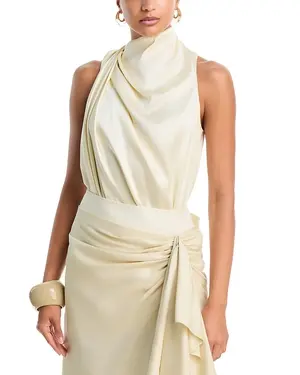 HEIRLOME Kate" Sleeveless Draped Silk Top - Ivory