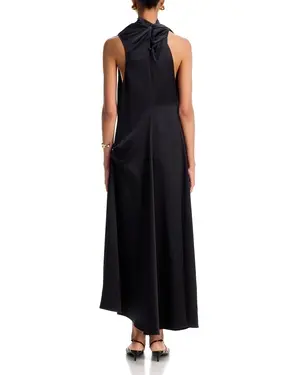 HEIRLOME Kate Twisted Draped Midi Dress In Silk Satin