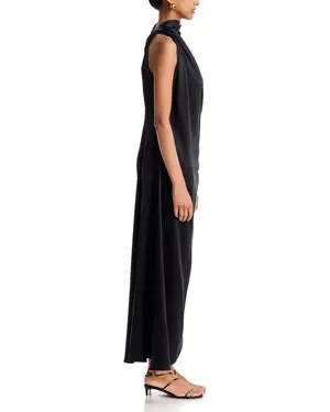 HEIRLOME Kate Twisted Draped Midi Dress In Silk Satin