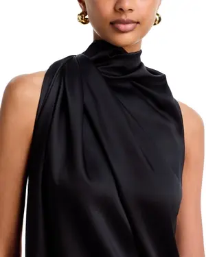 HEIRLOME Kate Twisted Draped Midi Dress In Silk Satin
