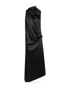 HEIRLOME Kate Twisted Draped Midi Dress In Silk Satin