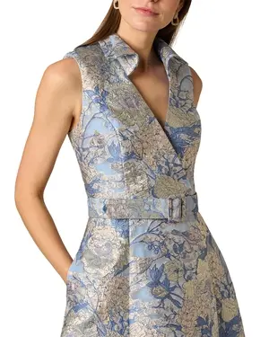 Aidan Mattox Jacquard Midi Shirt Dress