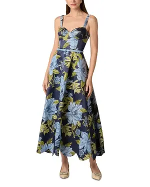 Aidan Mattox Jacquard Floral Midi Dress