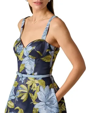 Aidan Mattox Jacquard Floral Midi Dress