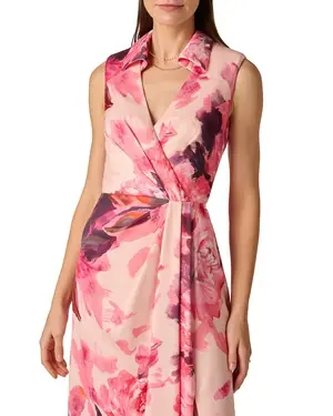 Aidan Mattox Floral Print Collared Gown