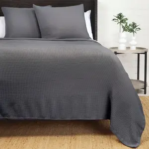 POM POM AT HOME Balboa Waffle Bed Blanket, Twin/twin Xl - Midnight