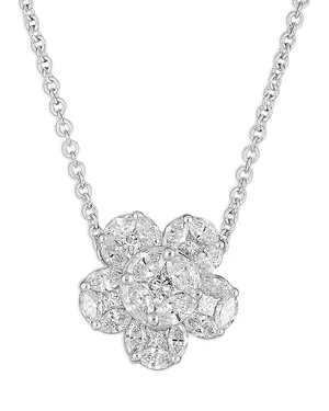 ZYDO Zydo 18k Gold Diamond Flower Pendant Necklace, 0.94 Tcw