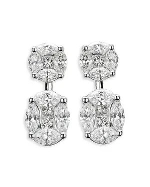 ZYDO 18k Gold Diamond Two Element Drop Earrings, 1.73 Tcw - White