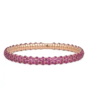 ZYDO 18k Rose Gold Intense Pink Sapphire Slim Dome Stretch Bracelet, 9.65 Tcw - Pink/rose
