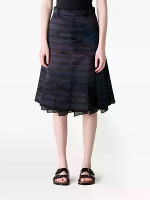 Sacai Striped Pleated Midi Skirt