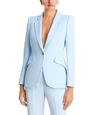 Alexander McQueen Leaf Crepe Single Breasted Blazer - Turquoise