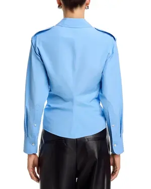Alexander McQueen Gathered Long Sleeved Shirt - Navy