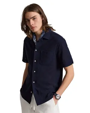 Polo Ralph Lauren Textured Pointelle Camp Shirt - Navy