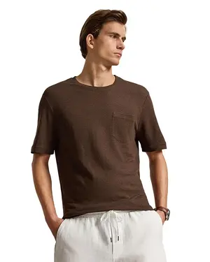 Polo Ralph Lauren Standard Fit Linen Mesh T-shirt - Nutmeg Brown