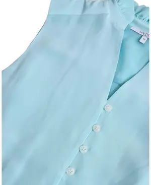 Santorelli Carson Silk Midi Dress With Ruffled Collar - Sky Blue