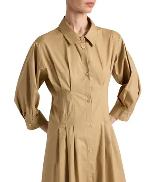 Santorelli Miley Midi Shirt Dress In Cotton Stretch - Chai