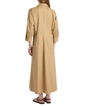 Santorelli Miley Midi Shirt Dress In Cotton Stretch - Chai