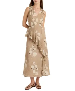 Santorelli Cona Midi Dress With Ruffle Panel