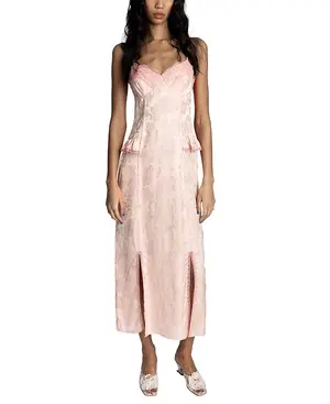 Anna Sui Damask Rose Brocade Slip Dress - Blush