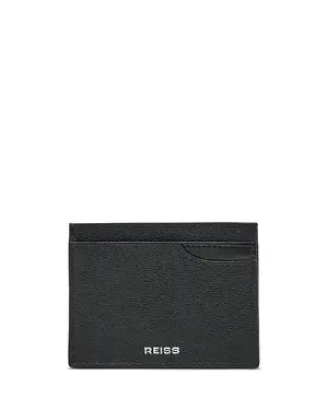 REISS Micro Grain Leather Logo Wallet - Black
