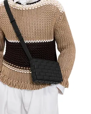 Bottega Veneta Woven Leather Messenger Bag - Titanium
