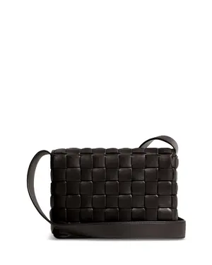 Bottega Veneta Woven Leather Messenger Bag - Titanium