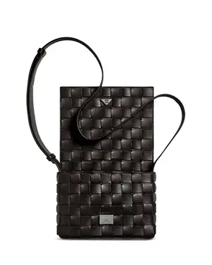 Bottega Veneta Woven Leather Messenger Bag - Titanium