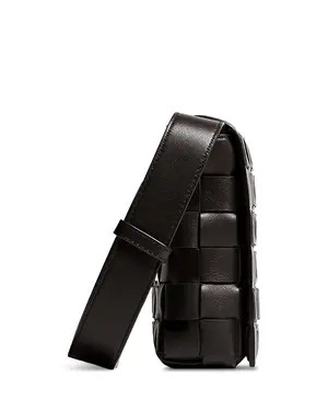 Bottega Veneta Woven Leather Messenger Bag - Titanium