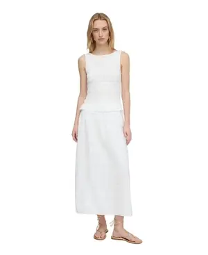 Hill House Home The Delphine Nap Skirt - White Crinkle Check