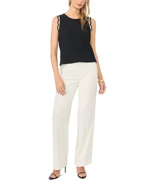 Vince Camuto Sleeveless Textured Tank With Scalloped Trim