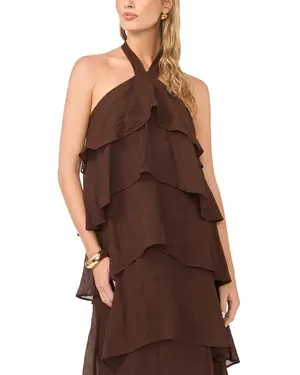 Vince Camuto Tiered High Neck Halter Dress