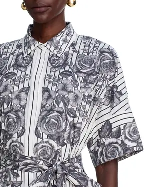 Kobi Halperin Floral Print Shirt Dress With Tie Waist