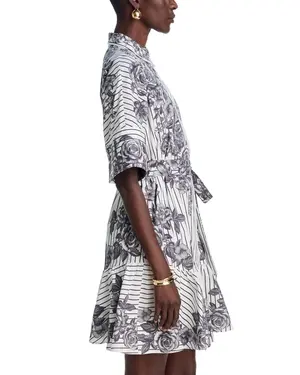 Kobi Halperin Floral Print Shirt Dress With Tie Waist