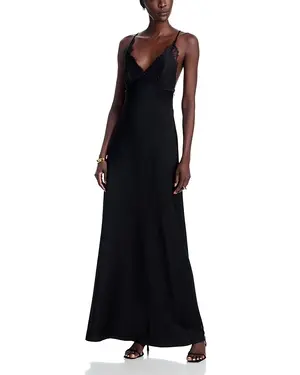 Kobi Halperin Evin Lace Trim Maxi Dress - Black