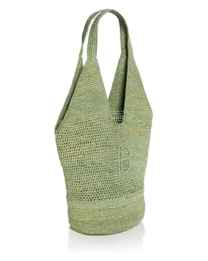 ANINE BING Leah Large Logo Crochet Hobo Bag - Green