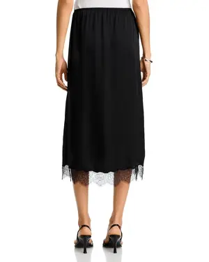 ANINE BING Shelby Lace-trimmed Silk Blend Skirt