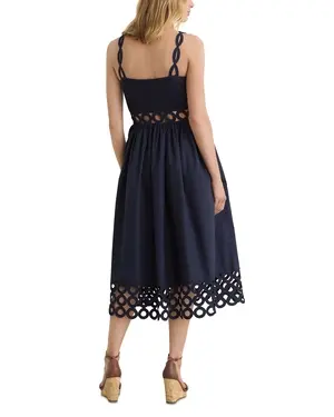 REISS Rita Woven Midi Dress With Cut-out Details - Navy