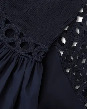 REISS Rita Woven Midi Dress With Cut-out Details - Navy