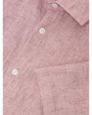 REISS Holiday Linen Shirt - Raspberry
