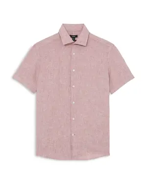 REISS Holiday Linen Shirt - Raspberry