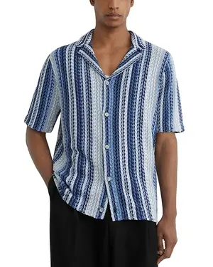 REISS Fleet Stripe Crochet Shirt
