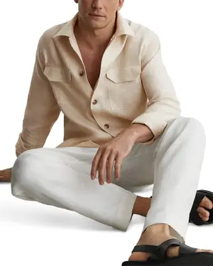REISS Polasio Herringbone Stripe Shirt - Stone