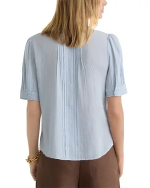 REISS Aurelia Puff Sleeve Top - Light Blue
