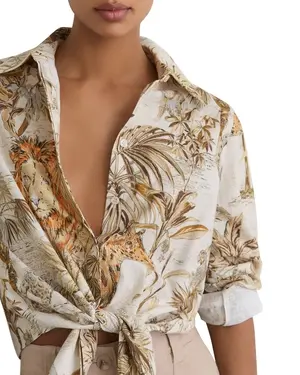 REISS Cece Printed Button Front Shirt